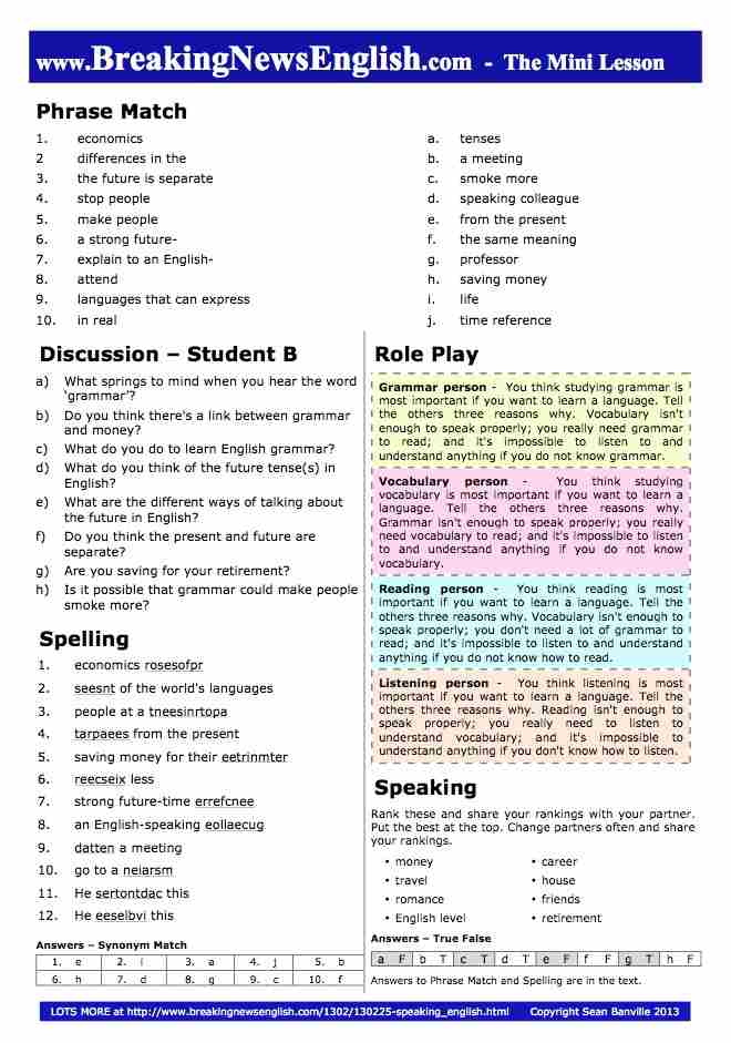 Breaking News English 2 Page Mini Lesson Speaking English Breaking News English 2 Page Mini Lesson Speaking English